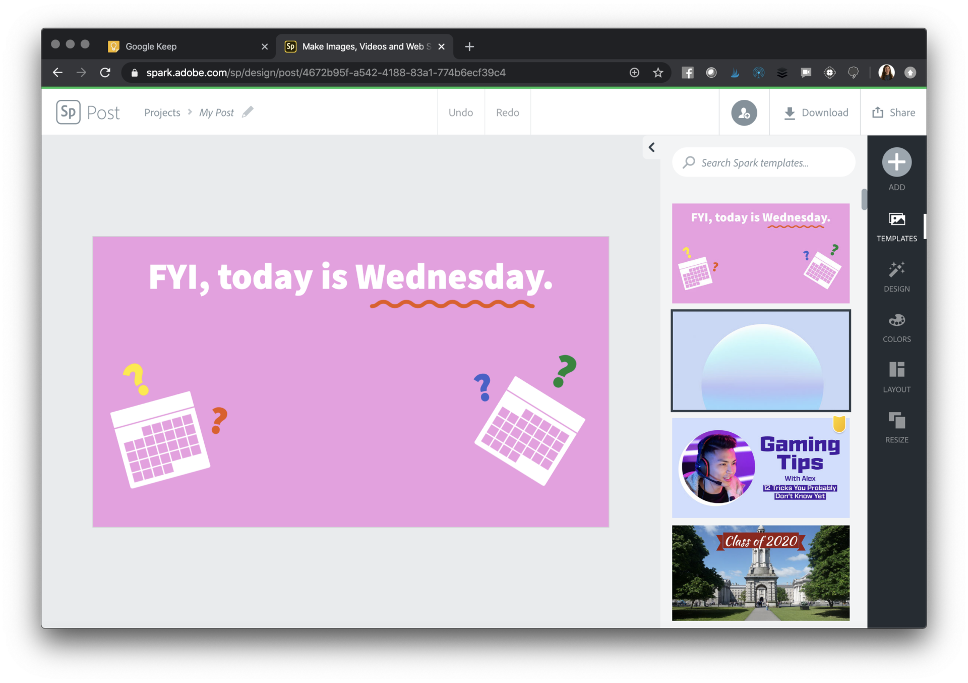 How to Make Images for Google Keep Notes with Spark Post - Class Tech Tips