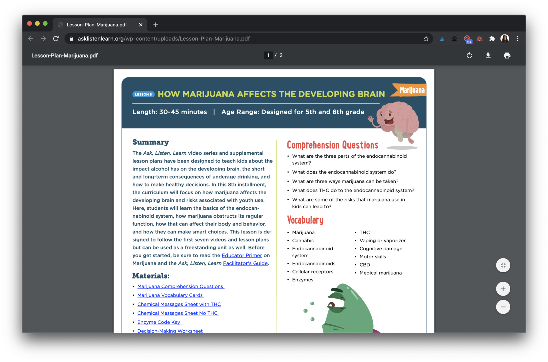 Free Lessons on How Marijuana Affects the Developing Brain - Class Tech ...